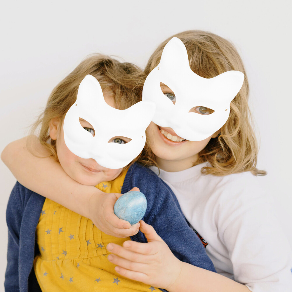 10 Pcs White Paper Hand Painted Pulp Masks Miss Half Fox Blank | eBay