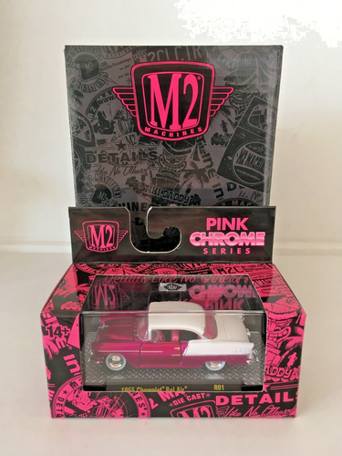 Walmart Exclusive M2 Machines Pink Chrome Series 1:64 1955 Chevrolet ...