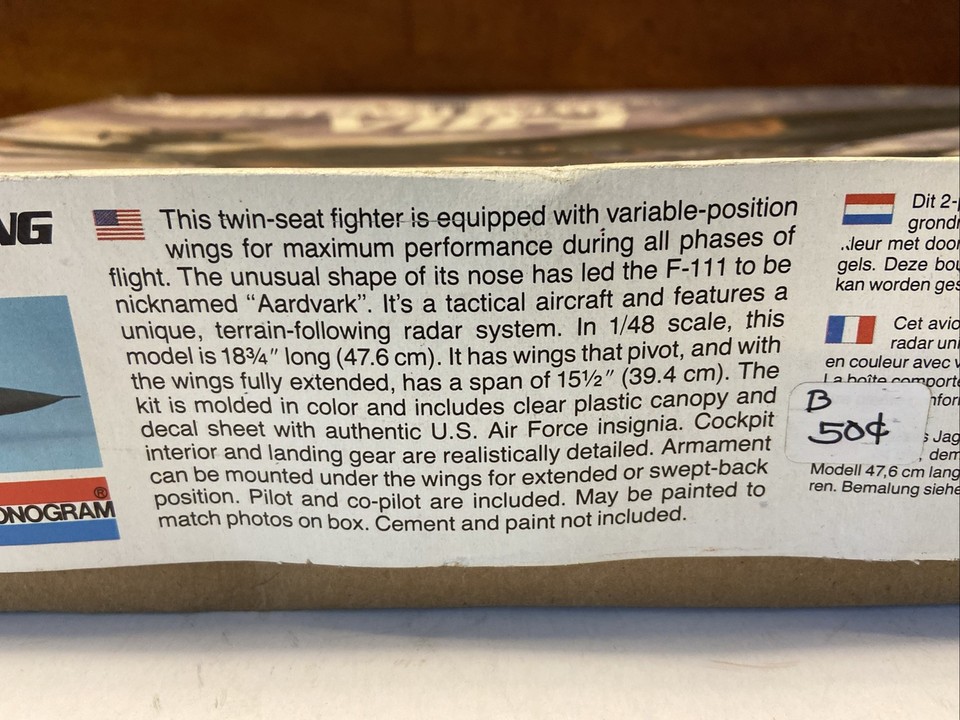 VINTAGE 1981 MONOGRAM F-111A SWING WING FIGHTER JET 1:48 MODEL KIT 5804-COMPLETE | eBay