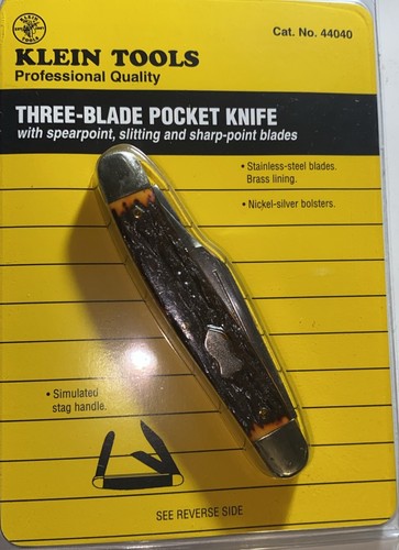 Vintage 1990 Klein Tools Chicago Stainless 3 Blade 44040 Stockman Knife ...