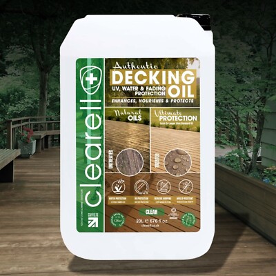 Clearell 20L DECKING OIL | Clear Matt Wood Shed Preserver UV Treatment ...