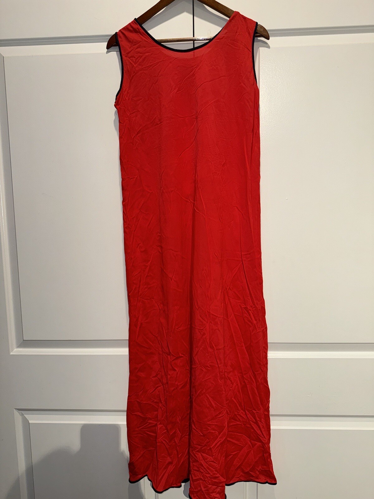 Vintage Long See Through Red Blue Trim Long Top Sz … Gem