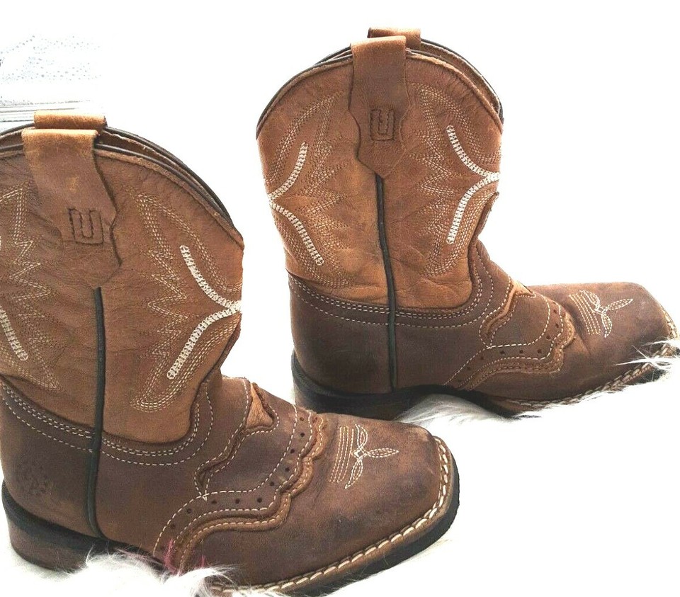 Cowboy Western Youth boots Caballo Dorado Light Brown Leather Square ...