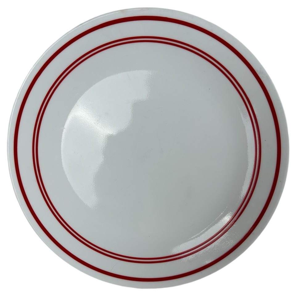 Corelle Plate Classic Red Café Dinner USA Red Stripe 10-1/4" Chip Break ...