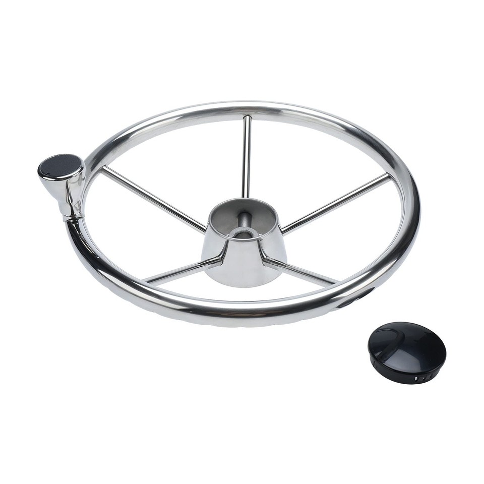 Boat Steering Wheel 5 Spoke 13.5" Dia Destroyer Style Marine Wheel w/M ...
