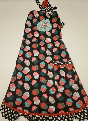 NEW, ST NICHOLAS SQUARE, CUPCAKE Design, Adult Sz, Cotton Apron, Adj ...