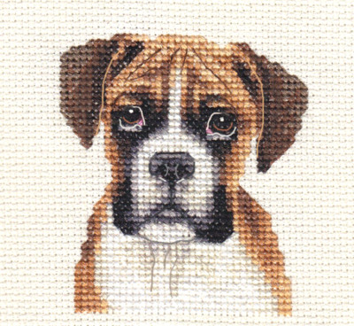 RED BOXER PUPPY, DOG ~ Full cross stitch kit with all materials *Fido ...
