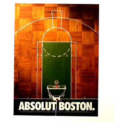 1996 Absolut Vodka Advertisement Boston Basketball Court Bottle Vtg ...