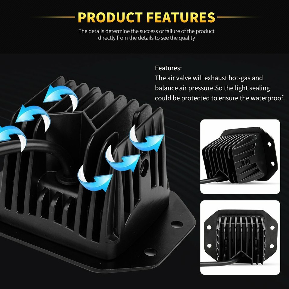 2X 5" Flush Mount LED Light Cube Pods Backup Reverse Bumper Fog Lights ...