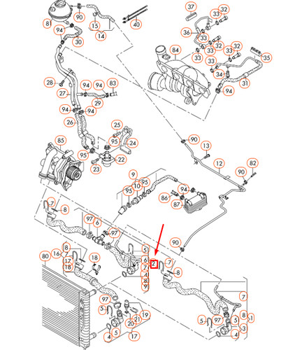 OEM VOLKSWAGEN CC RADIATOR UPPER COOLANT HOSE 3C0122101GJ GENUINE | eBay