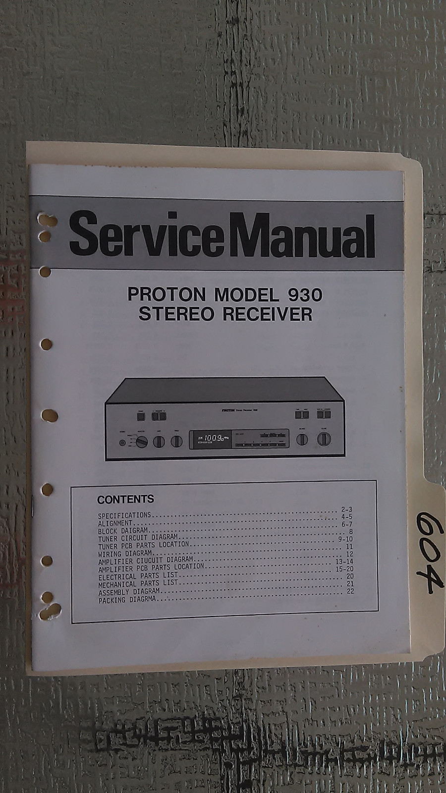 Proton 930 service manual original repair book stereo receiver radio ...