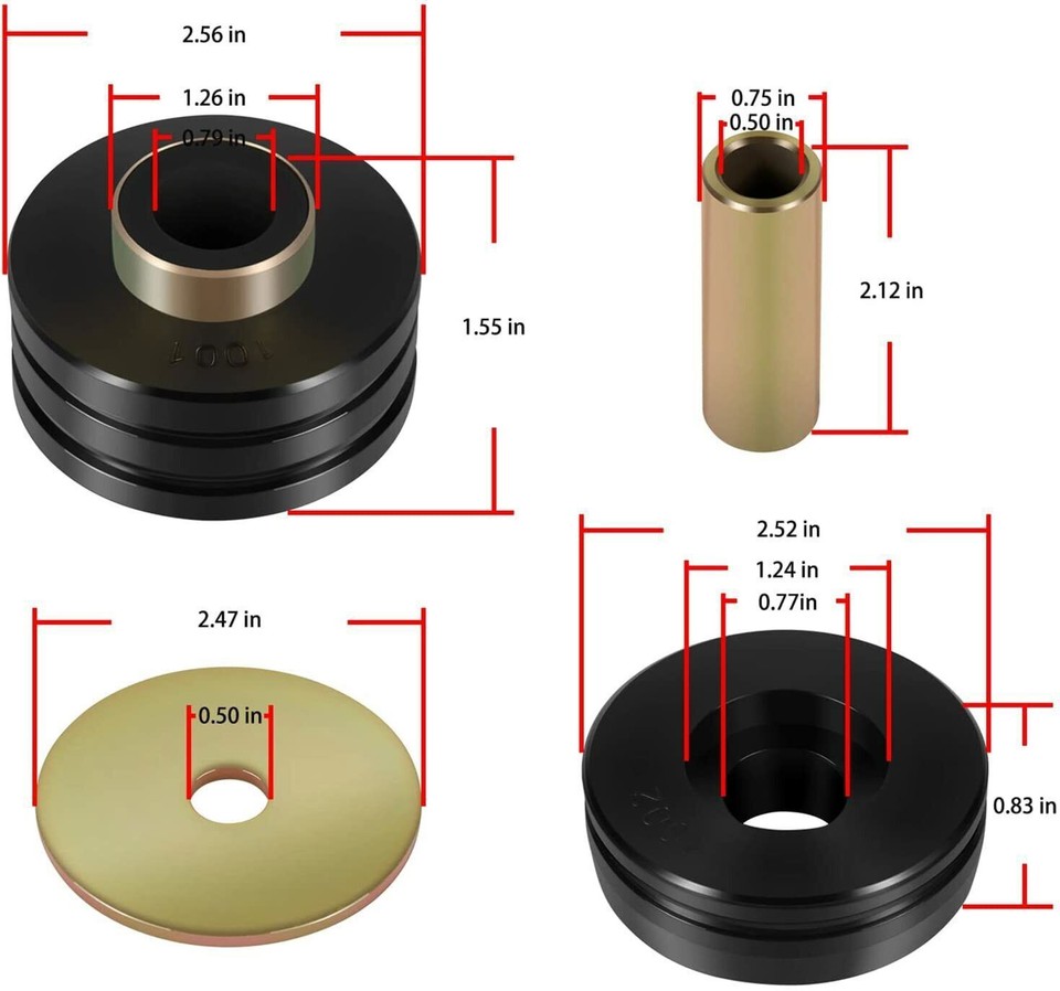 9.4102G Universal Polyurethane Body Mounts Bushings Isolators Black 10 ...