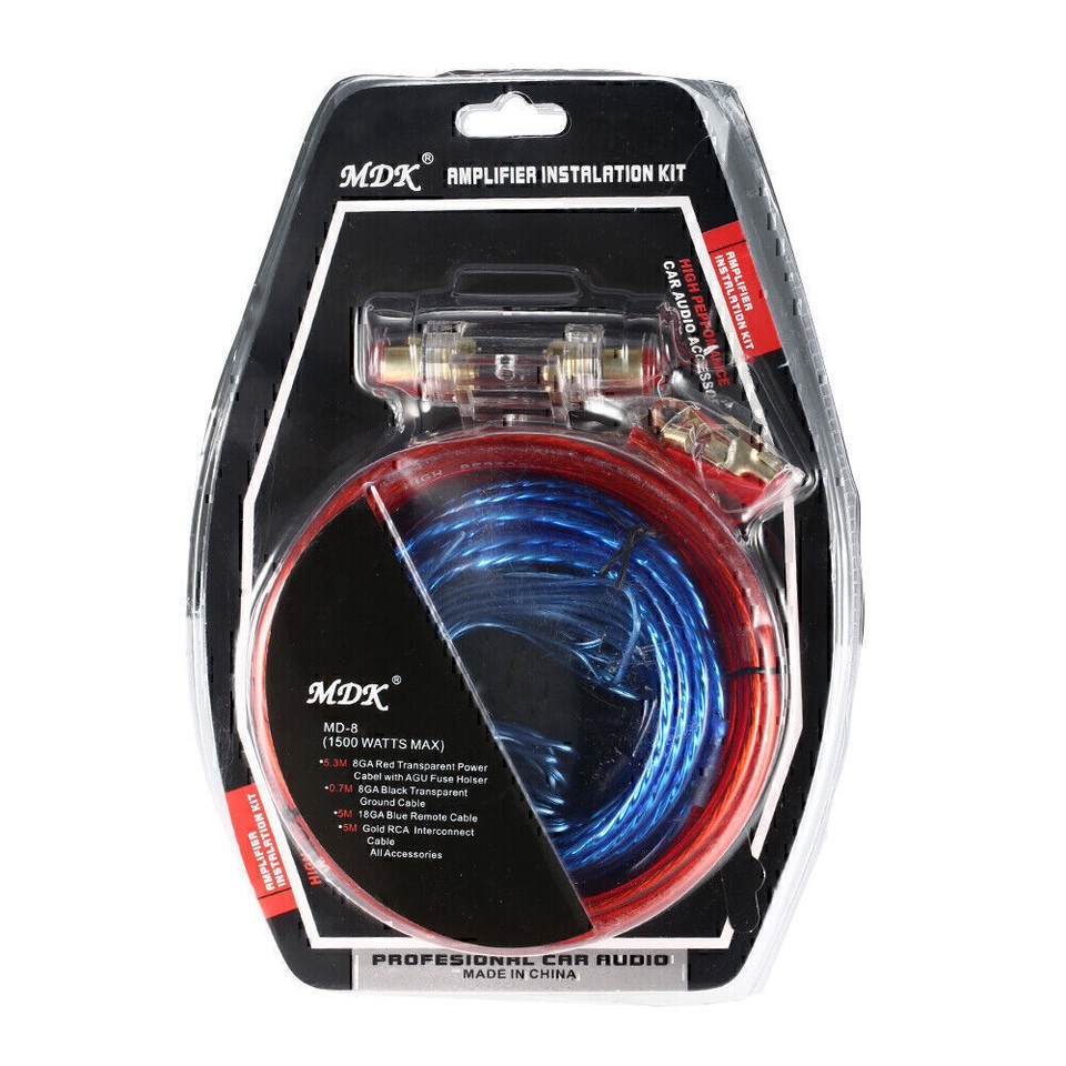 Car Audio Cable Kit 1500W Amp Amplifier Install RCA Subwoofer Sub ...