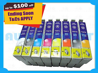 Original Epson Set of 8 INK Cartridges for R1900 A3 Printer GENUINE ...