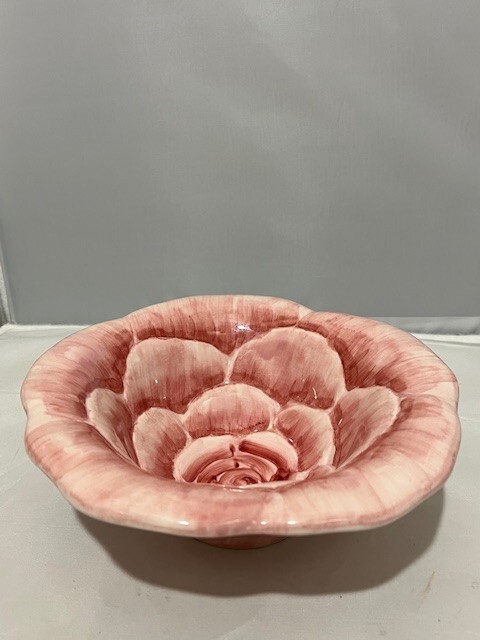 Large pink flower ceramic serving bowl Maxcera Paisley Peony QC F-26 ...