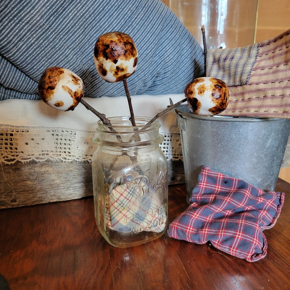 Primitive Fake Faux Food Display Prop Roasted Marshmallows Country ...
