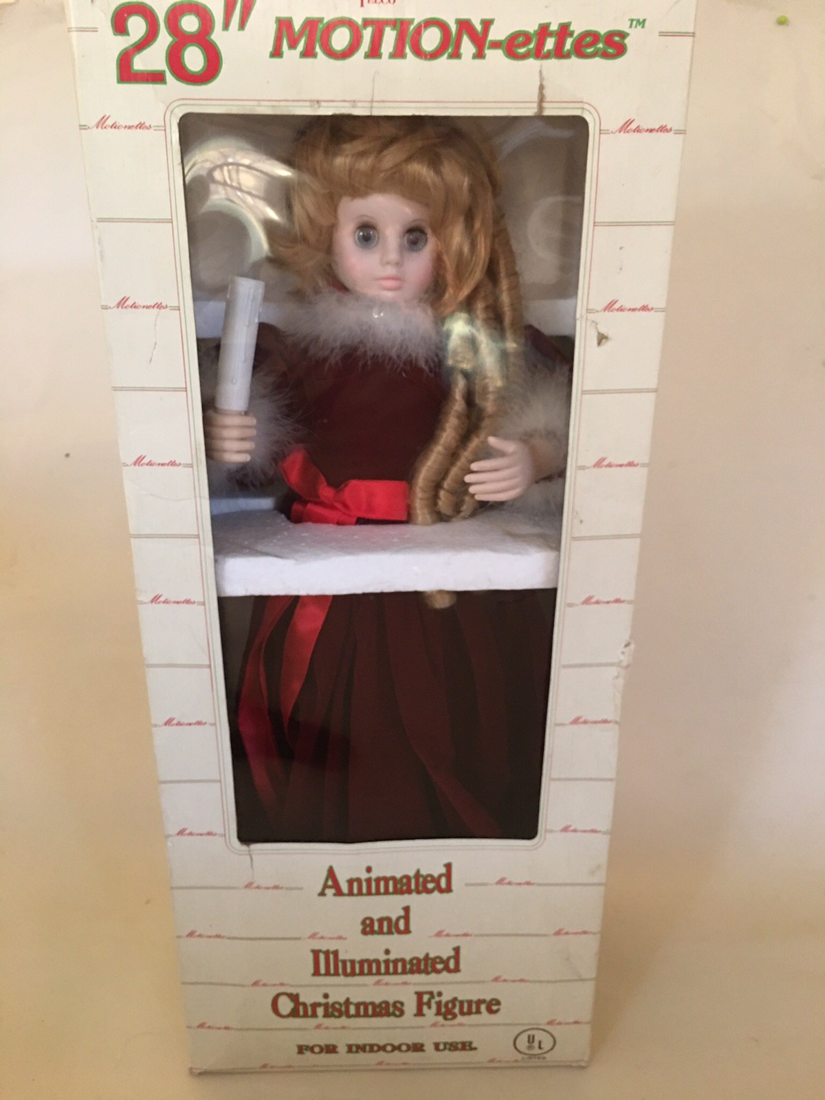 28" Animated 1987 CHRISTMAS TELCO MOTIONETTES VICTORIAN GIRL CAROLER ...