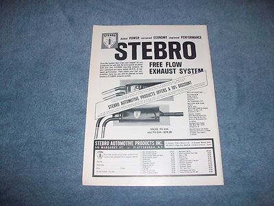1962 Stebro Exhaust System's Vintage Ad "Added Power Increased Economy ...