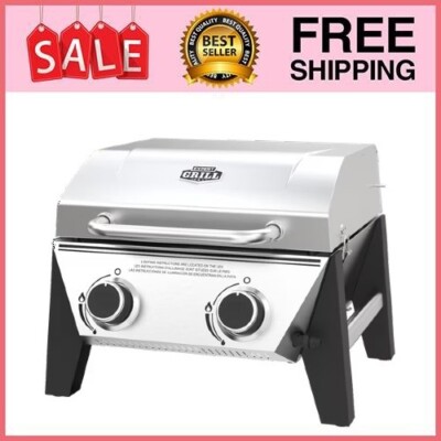 Expert Grill 2-Burner Tabletop Gas Grill, Stainless Steel, 13,000 BTUs ...