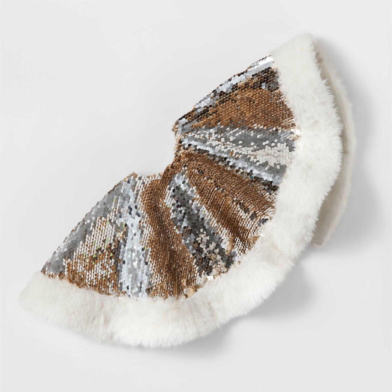 Flip Sequin Mini Tree Skirt Gold/Silver Xmas Faux Fur Reversible ...