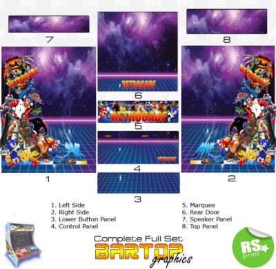 Retrocade v3 bartop Full/Half Sets Arcade Artwork Arcade Graphics ...
