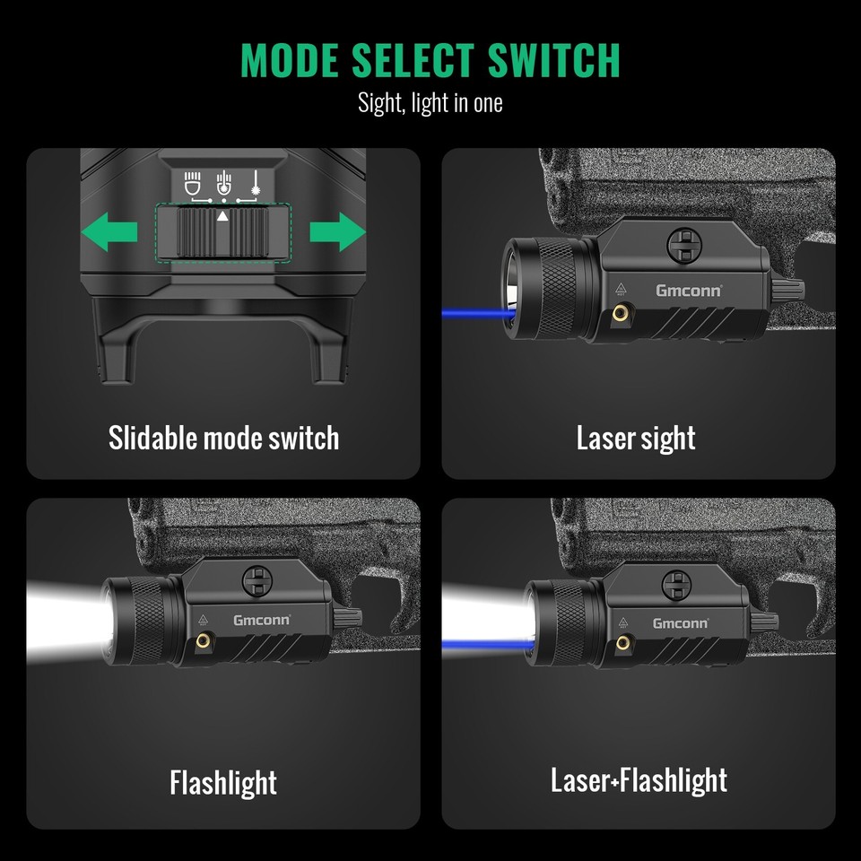 TOUGHSOUL 1200 Lumens Tactical Flashlight & Blue Beam Laser Sight ...