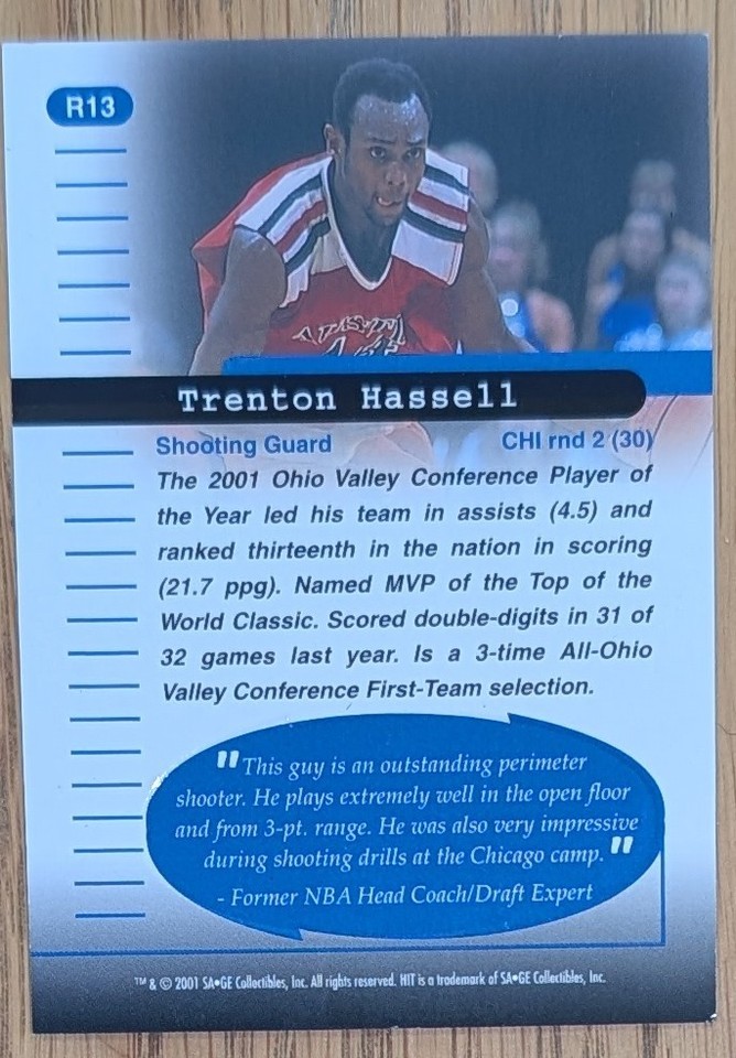 Trenton Hassell 2001-02 Sage Hit Rarefied Gold #/500 | eBay