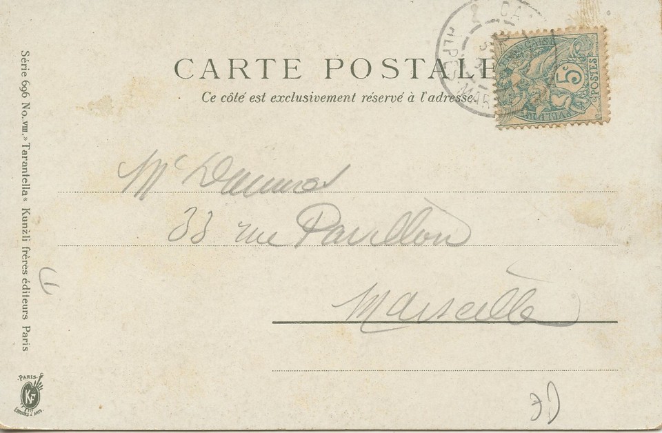 Fancy Postcard Series 696 No. 8 Tarantella Kunzli Brothers Publishers ...