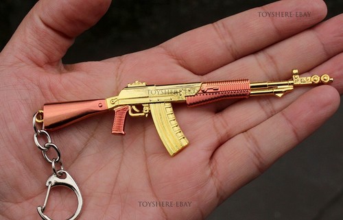 1:12 AK47 AKM GOLD GUN BattleField4 Battleground 3.7inch Key chain in ...