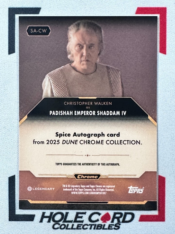 PADISHAH EMPEROR SHADDAM IV 2024 Topps Chrome Dune Spice Auto Atreides ...