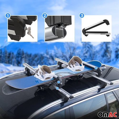 2 Pcs 19.2" Ski Rack Snowboard Carriers Top Holder Roof Rack Lockable ...