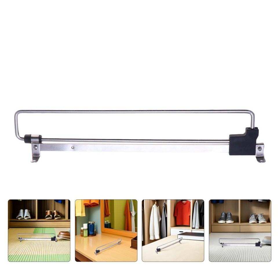 2 Pcs Pull Out Clothes Rack Adjustable Hanger Organizer Clothing Rod ...