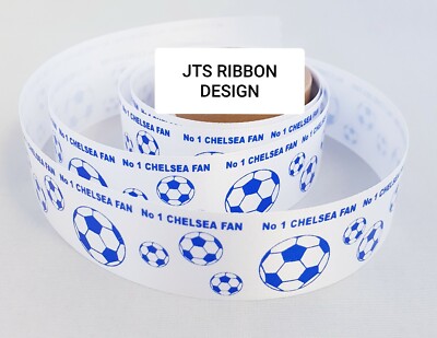Chelsea Football Ribbon 25mm ideal for cakes and present wrap No 1 ...