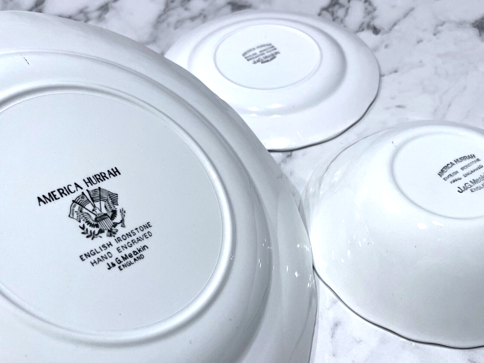 J&G Meakin America Hurrah English Ironstone 3 Pc Dinner Dessert Plates ...