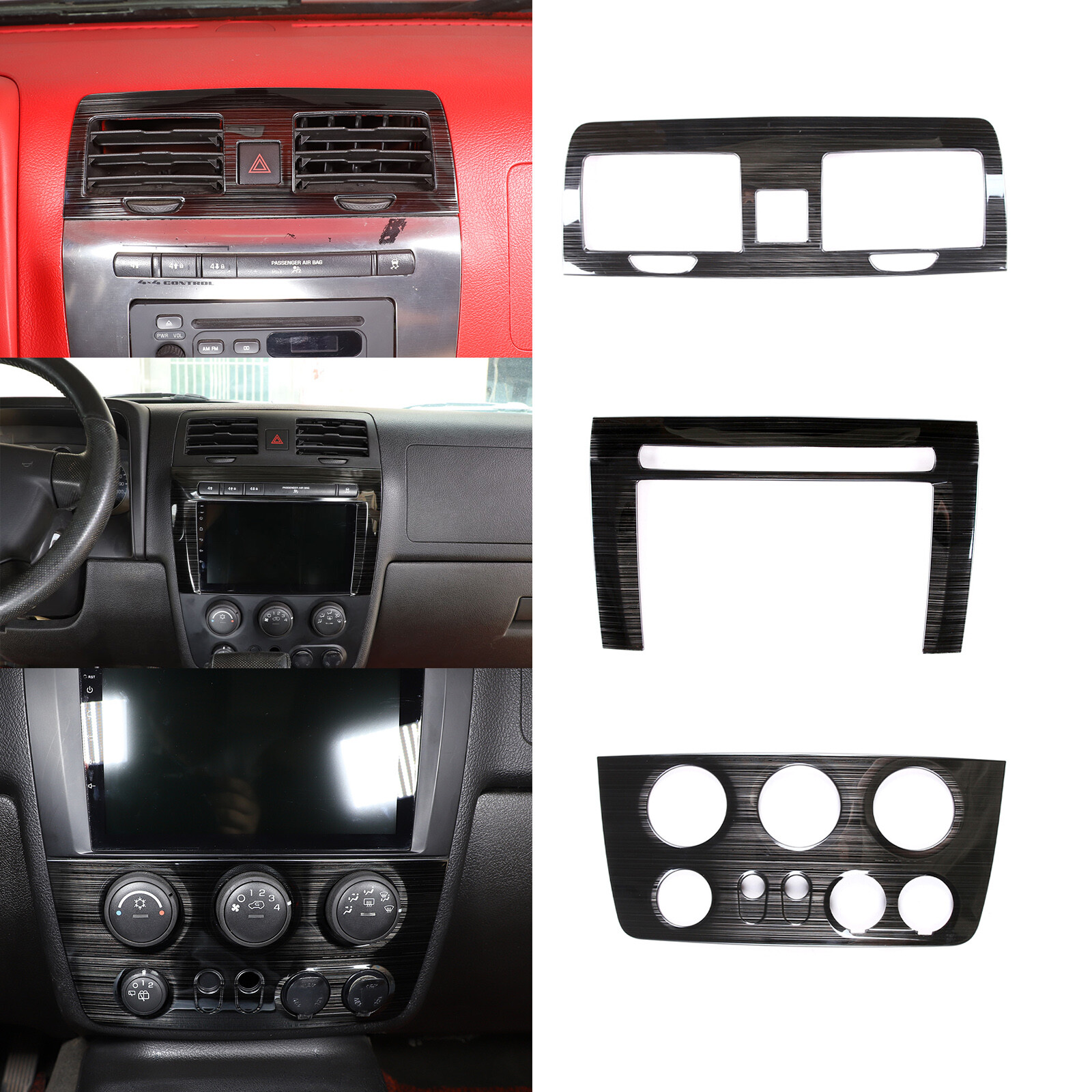 Steel Carbon Look Center Console AC CD Panel Cover Trim For Hummer H3 ...