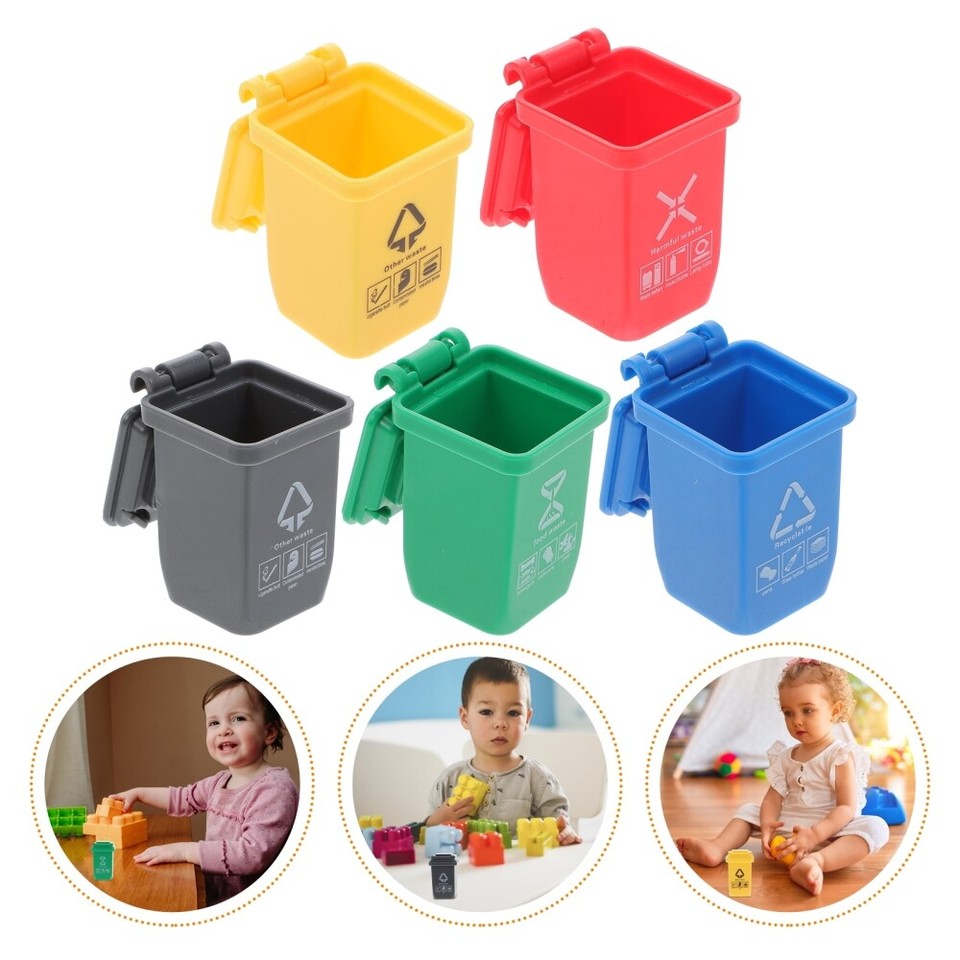5pcs Garbage Can Model Doll House Sorting Garbage Bin Garbage Pail | eBay