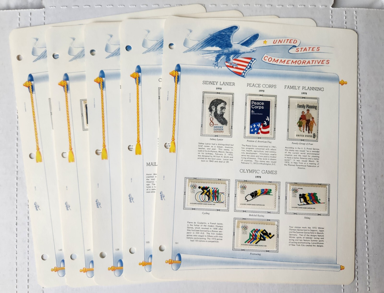 White Ace Stamp Album Pages - U.S. Commemoratives Stamp Sheets - 5 ...