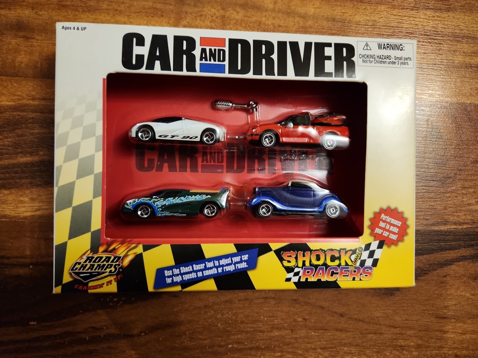 NEW CAR and DRIVER SHOCK RACERS Set of 4 Cars with Tool - 1/64th - Road ...
