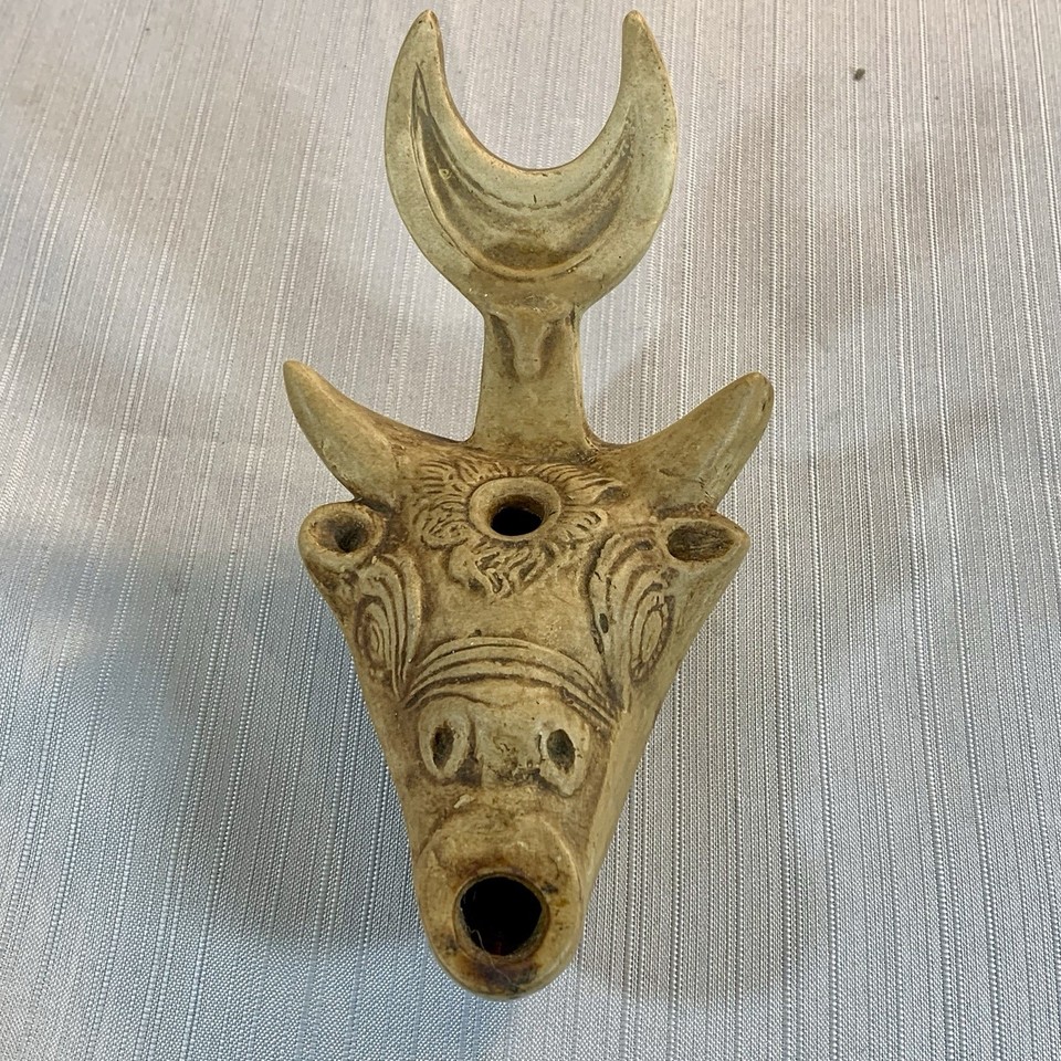 Dini E Cellai Signa Roman Lamp Taurus Figures Pottery Clay VTG Italy ...