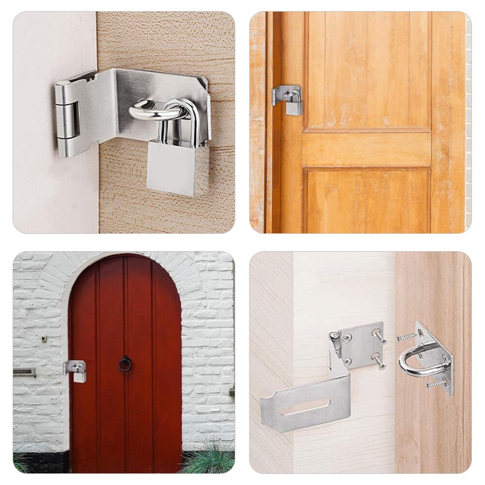 Hasp Latch Padlock Latch 4 Inch 90 Degree Stainless Steel Padlock Hinge ...