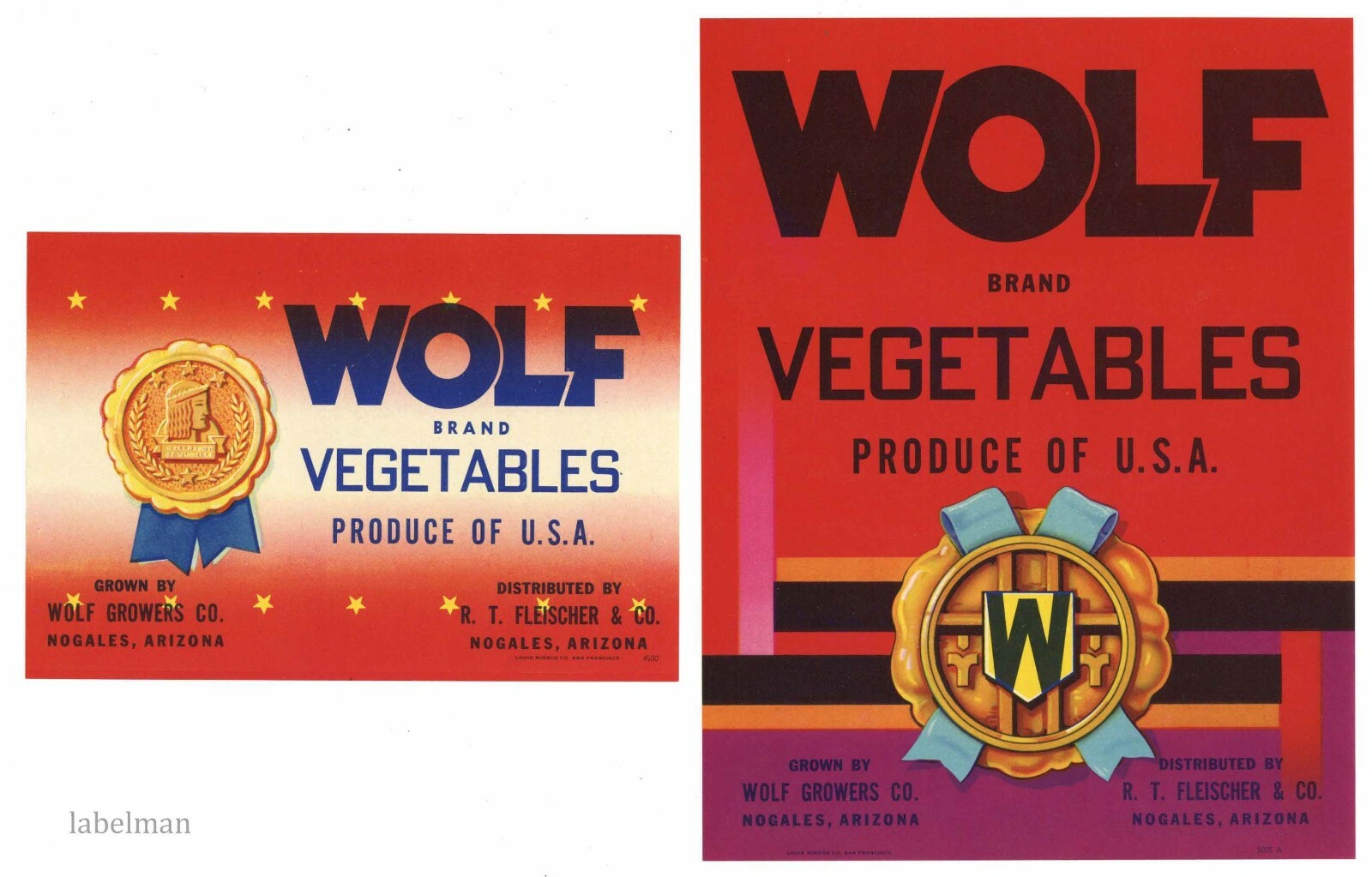WOLF Brand, Set of two, Nogales, Arizona *ORIGINAL VEGETABLE CRATE ...