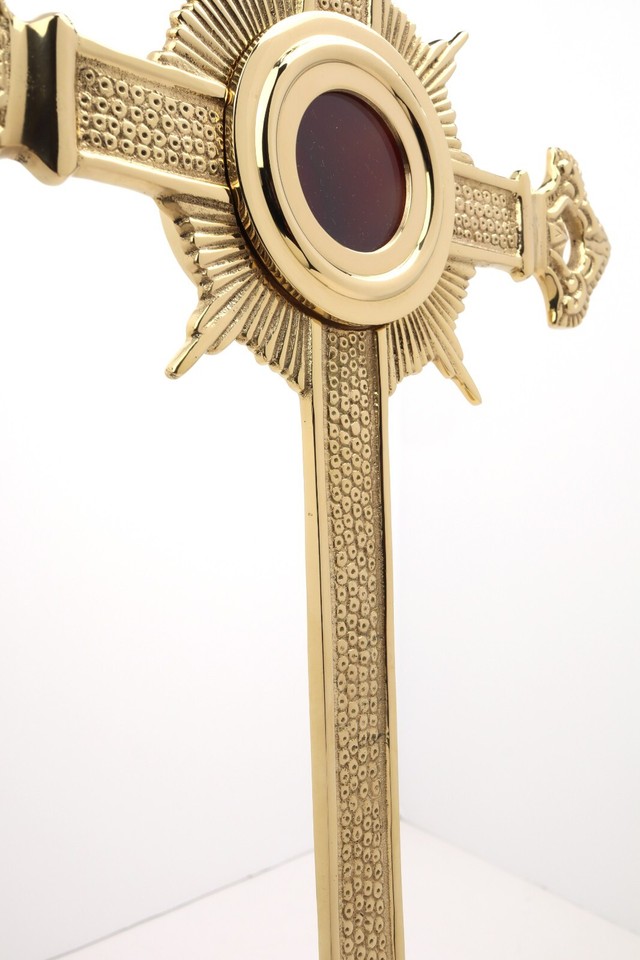 High Polished Brass Cross Monstrance Reliquary for Catholic Church or ...