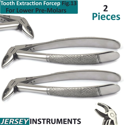 2pcs Lower Premolar Extraction Forceps Fig13 Dental Tooth Surgical ...