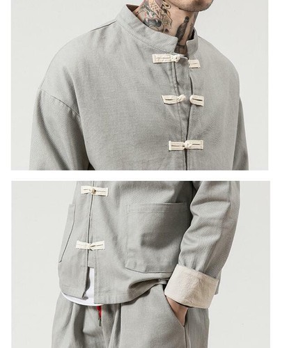 Men's Chinese Cotton Tang Suit Coat Kung Fu Tai Chi Wing Chun New ...