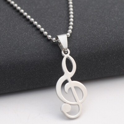 Large Music Note Necklace 60-70cm Chain Silver Musical Love UK | eBay UK