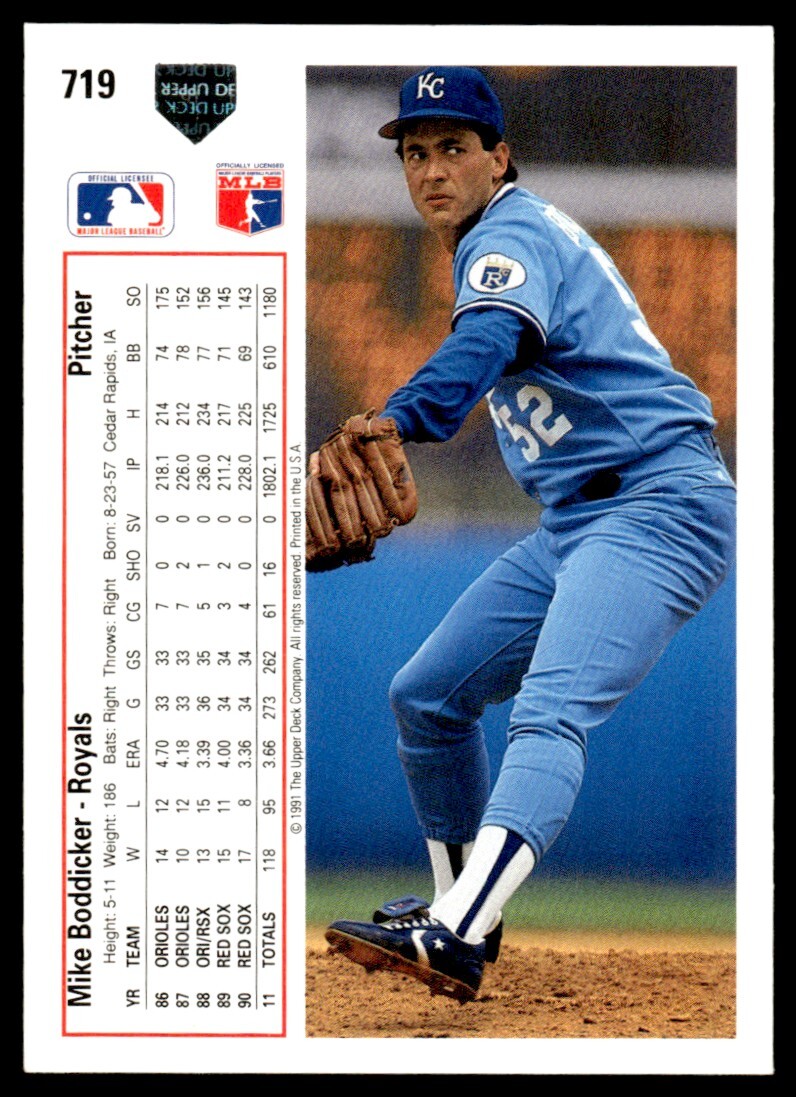 1991 Upper Deck #719 Mike Boddicker Kansas City Royals | eBay