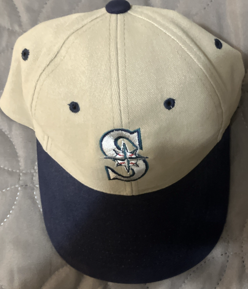 Vintage Seattle Mariners MLB Hat Cap Rare Stadium Giveaway Beige Blue ...