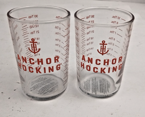 2x ANCHOR HOCKING 5 oz. Graduated MEASURING GLASS Tempered Jigger Shot ...