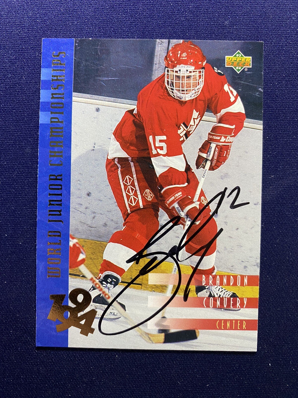 1993 Upper Deck Hockey #548 Brandon Convery Autograph Team Canada Auto ...
