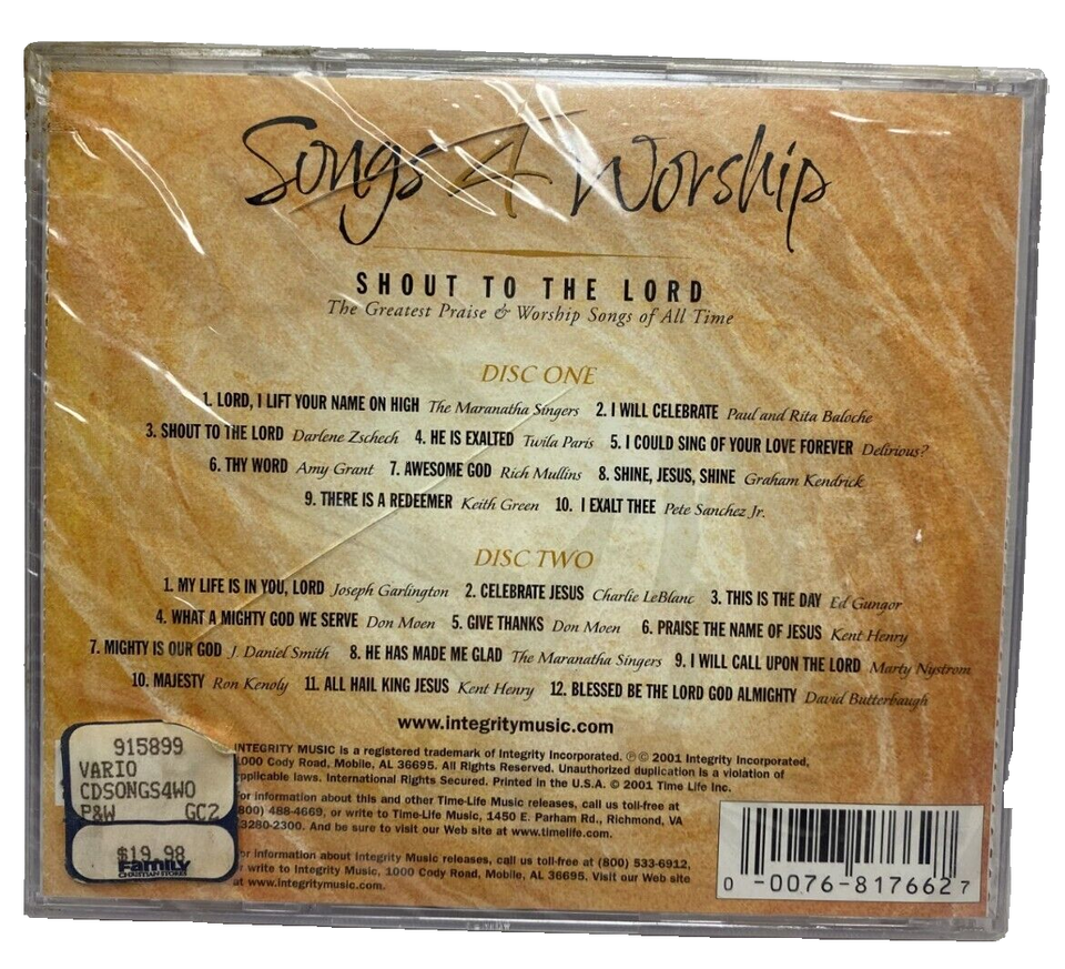 Songs 4 Worship: Shout to the Lord, Various Artists (2-CD, 2002, Time ...